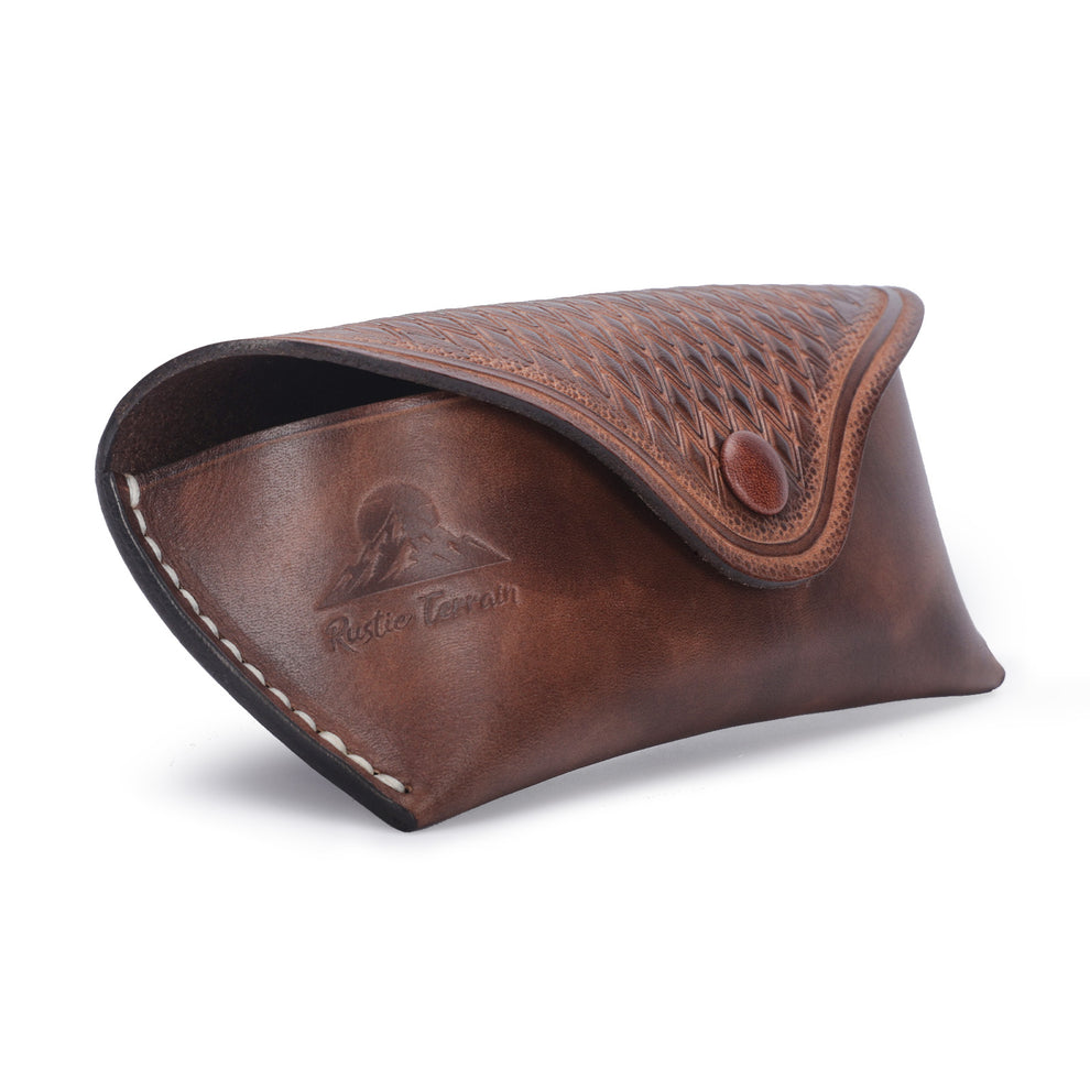Shades Case with Belt Loop (Diamond Pattern) – Rustic Terrain Leathercraft